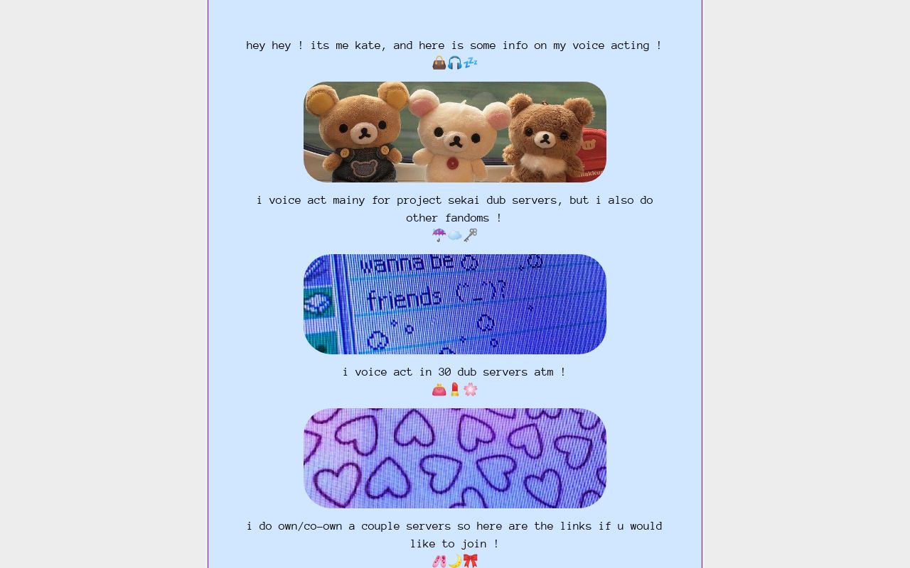 kate does voice acting! 🪩💤🎧